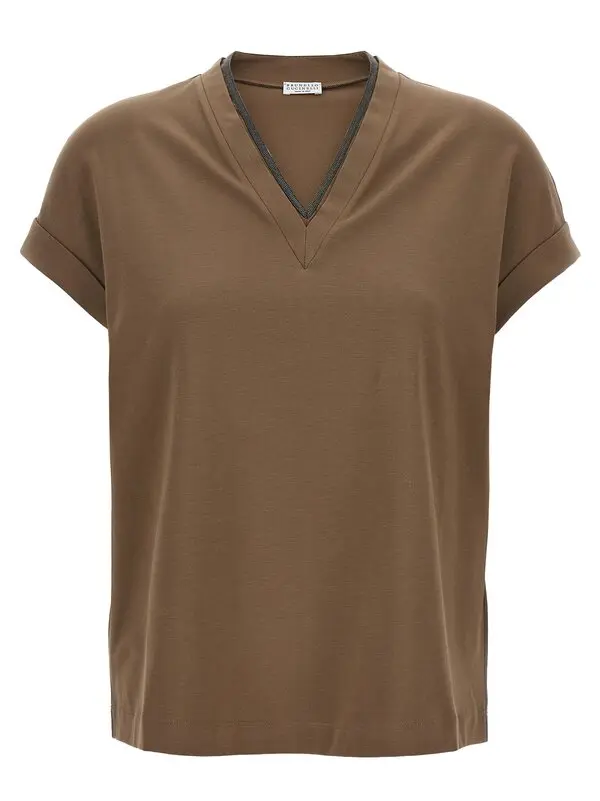 Brunello Cucinelli T-shirt Monile - Brown