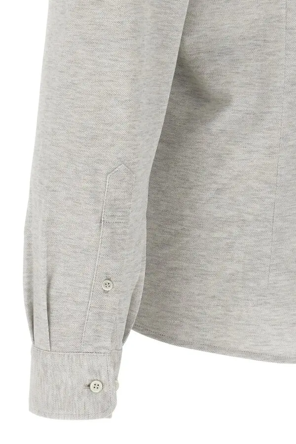 Brunello Cucinelli Piqué Cotton Shirt - Gray