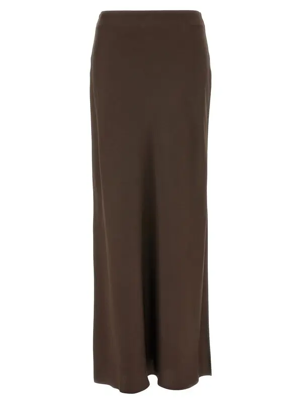 Brunello Cucinelli Viscose Blend Slit Skirt - Brown