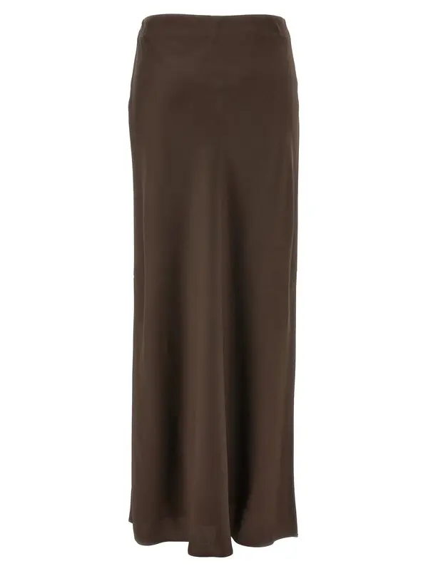 Brunello Cucinelli Viscose Blend Slit Skirt - Brown