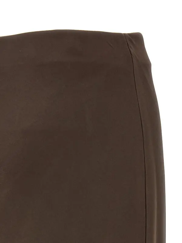 Brunello Cucinelli Viscose Blend Slit Skirt - Brown