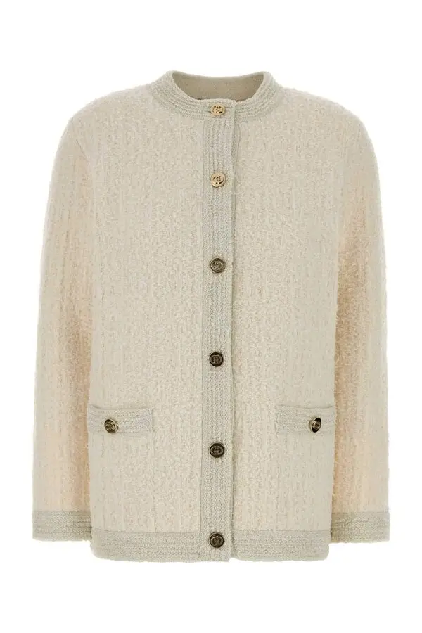 Gucci Ivory Stretch Boucle Cardigan