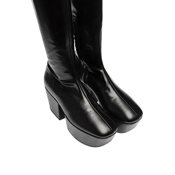 Prada Leather Platform Heeled Boots