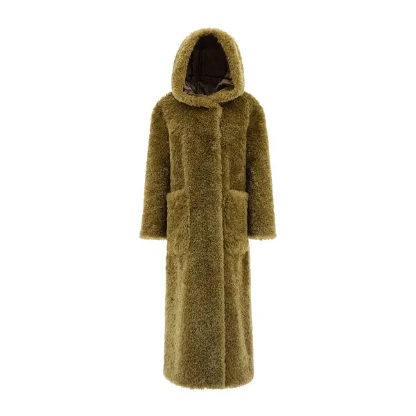 Herno Curly Faux Fur Coat - Green