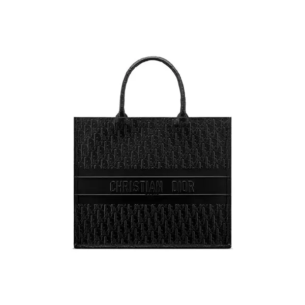 Dior Oblique Leather Tote Bag - Black