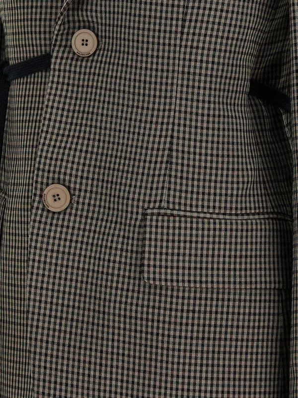 Balenciaga Wrap Tailored Check Print Lyocell Single-breasted Blazer - Brown