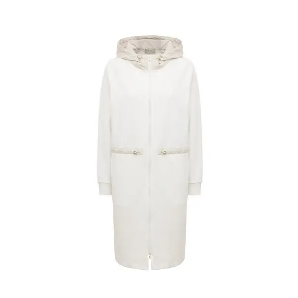Herno Long Hooded Zip Coat - White
