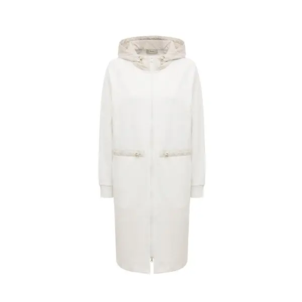 Herno Long Hooded Zip Coat - White