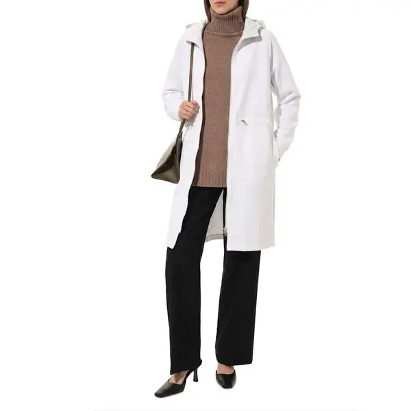 Herno Long Hooded Zip Coat - White