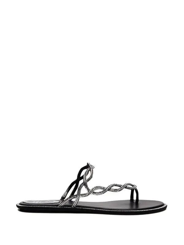 Rene Caovilla Sandalo Flat Braid Nero 10