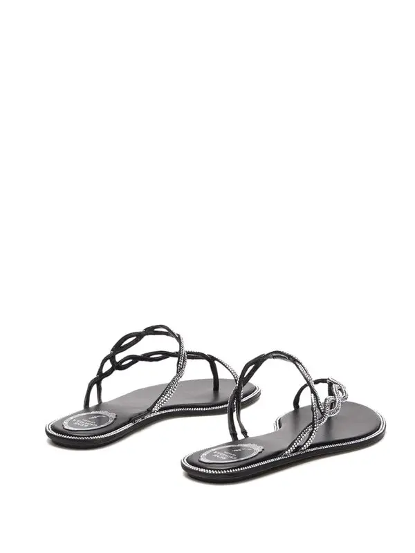 Rene Caovilla Sandalo Flat Braid Nero 10