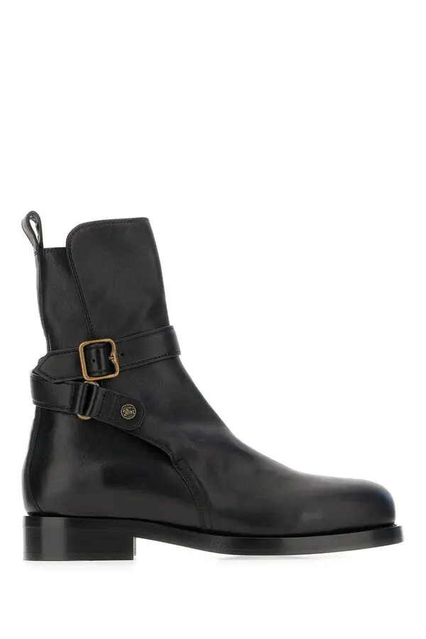 Burberry Leather Buckled Boots - Multicolor