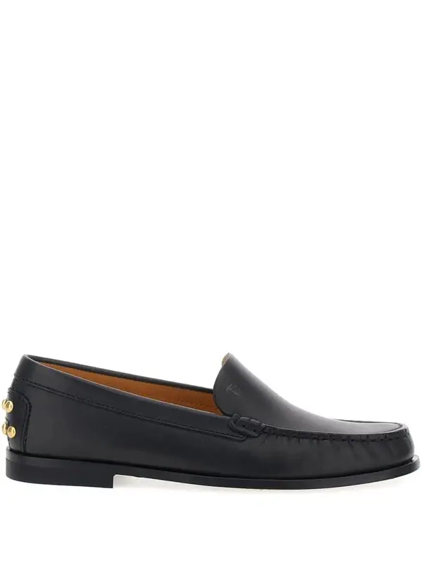 TOD'S Leather Loafers With Metal Gommini - Black