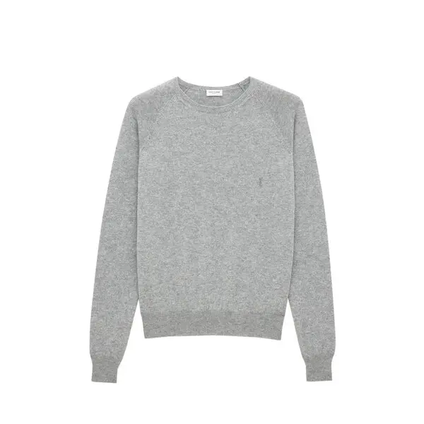 Saint Laurent Cassandre Cashmere Sweater - Gray