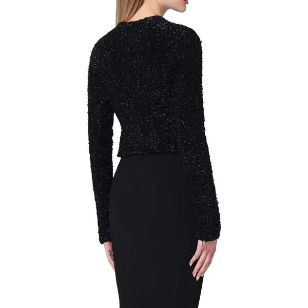 Balenciaga Crop Boucle Cardigan - Black