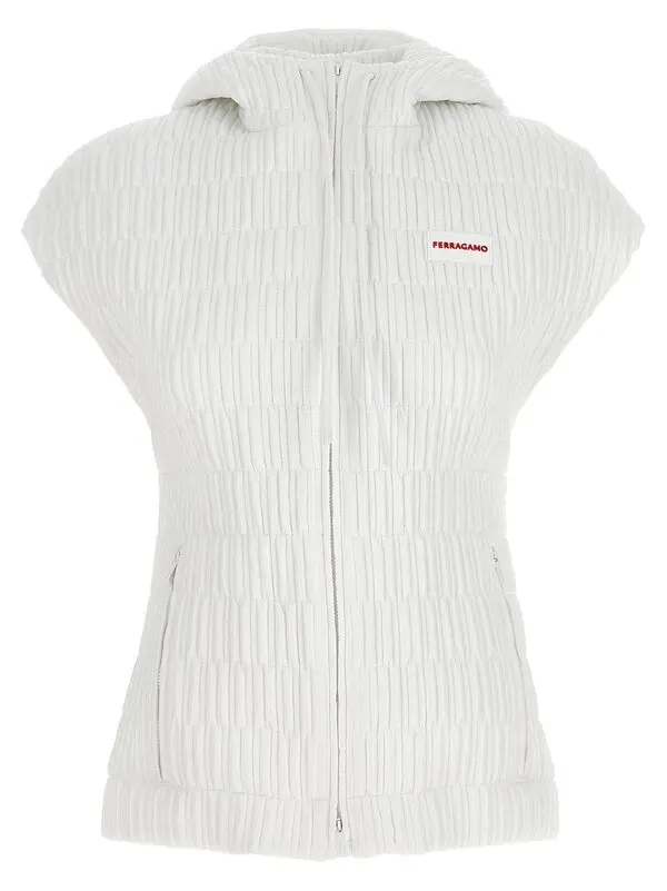 FERRAGAMO Hooded Vest - White