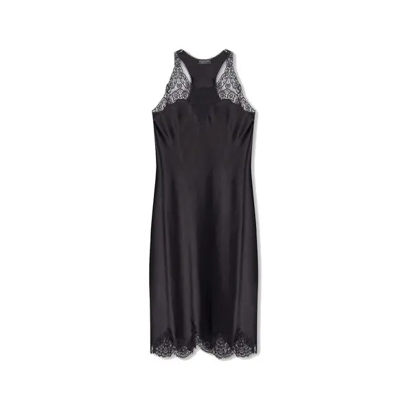 Balenciaga Satin Strappy Midi Dress - Black