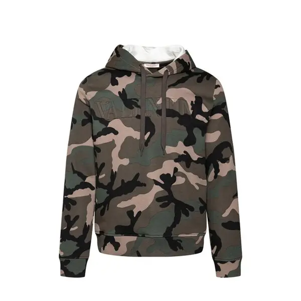 Valentino Garavani Camouflage Pattern Hoodie Sweatshirt