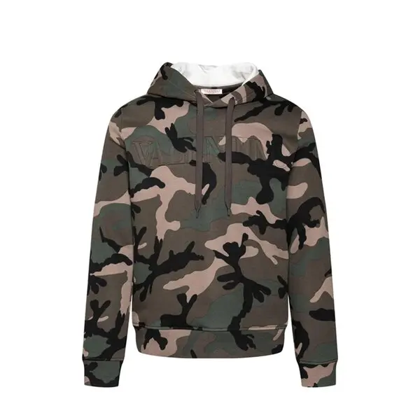 Valentino Garavani Camouflage Pattern Hoodie Sweatshirt - Green