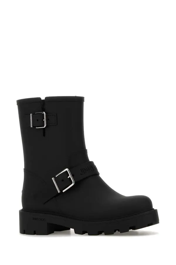 JIMMY CHOO Rubber Biker Rain Ankle Boots