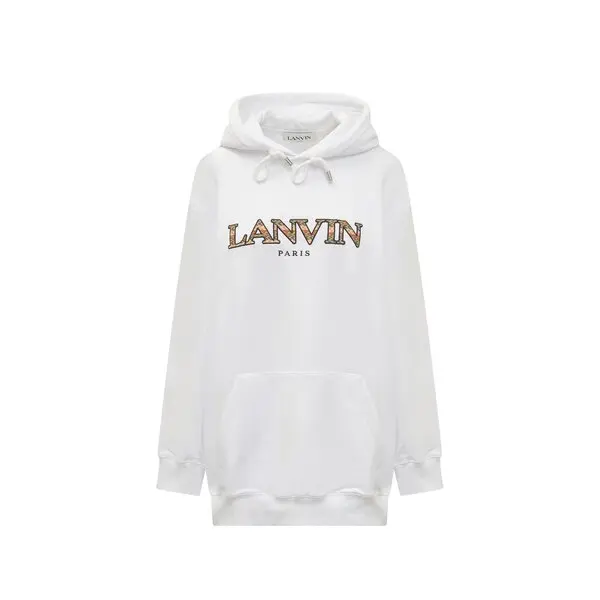 LANVIN Oversized Logo Hoodie Sweatshirt - White