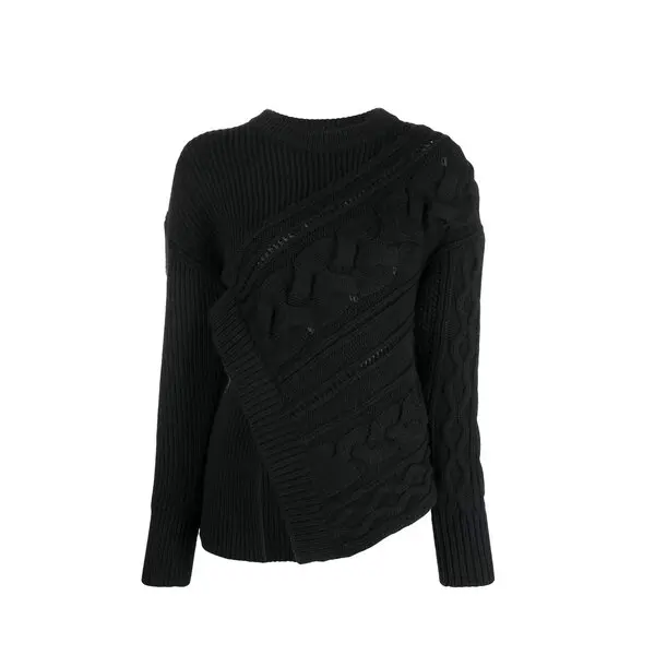 Alexander McQueen Asymmetric Wool Jumper - Black