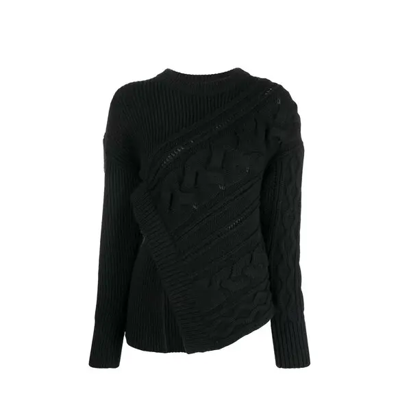 Alexander McQueen Asymmetric Wool Jumper - Black