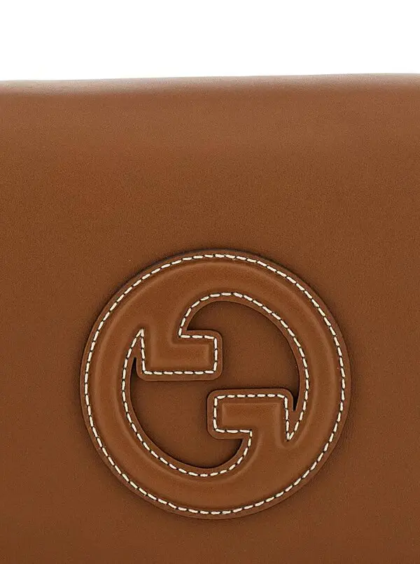 Gucci Blondie' Brown Handbag With Logo Detail On Front In Leather - Multicolor