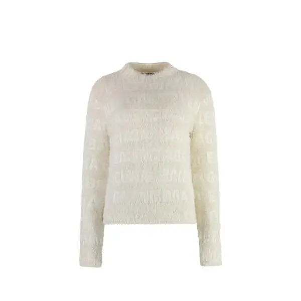 Balenciaga Jacquard Logo Sweater - White