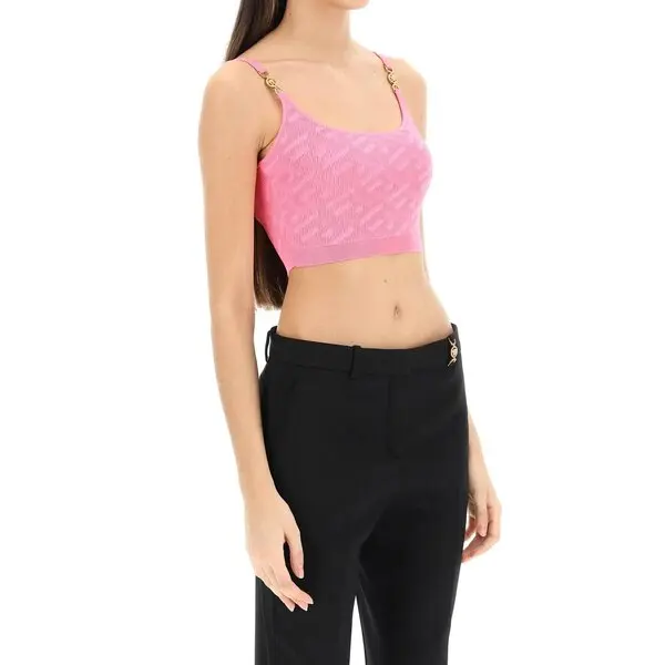 Versace La Greca Cropped Top - Pink
