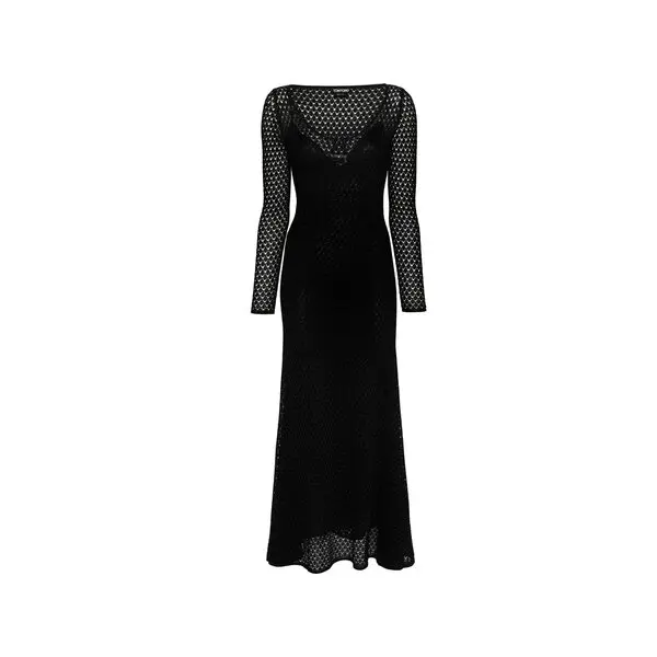 TOM FORD Lurex Crochet Maxi Dress - Black