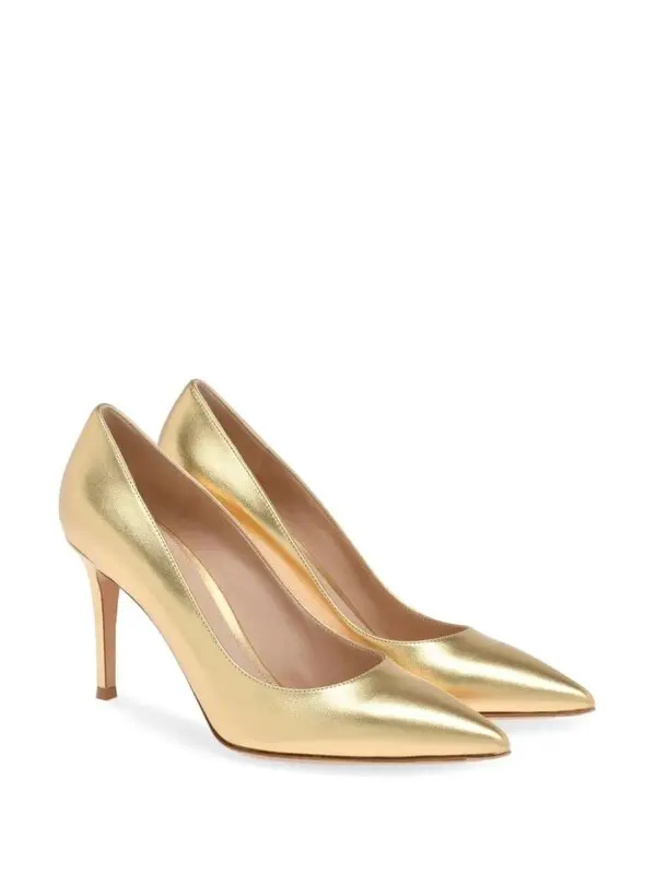 GIANVITO ROSSI 85 Nappa Leather Pumps - Silver