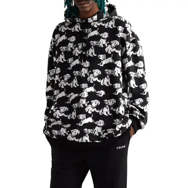 Celine Hooded Printed Dogs Sweatshirt
