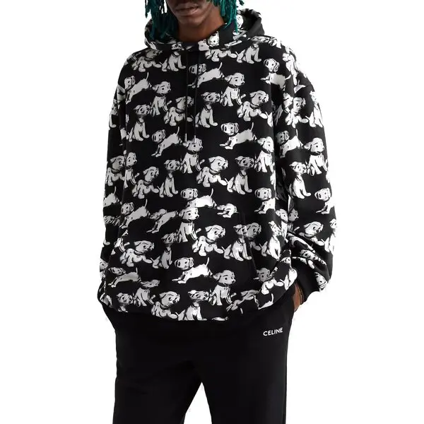 Celine Hooded Printed Dogs Sweatshirt