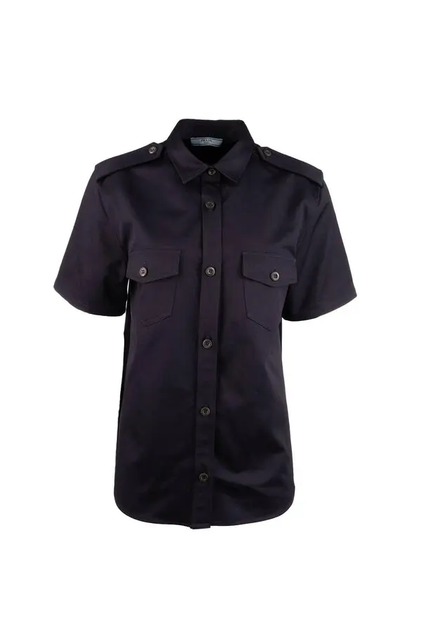 Prada Collared Short Sleeve Button Up Shirt - Multicolor