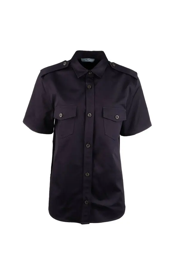 Prada Collared Short Sleeve Button Up Shirt - Multicolor
