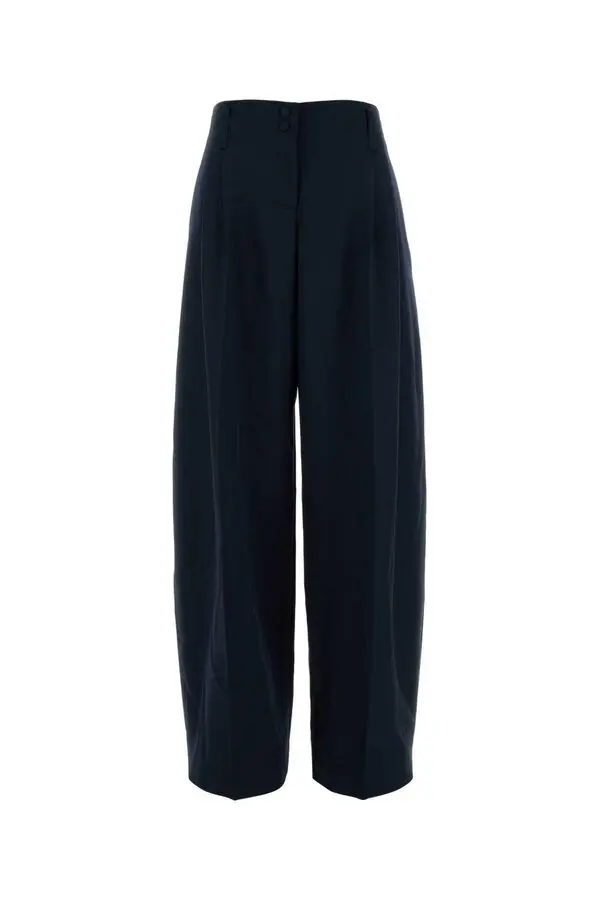 Alexander McQueen Navy Wool Wide-leg Pant - Blue