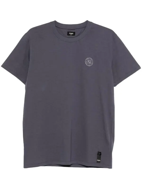 Fendi Ff Postcards Logo Print Cotton T-shirt - Blue