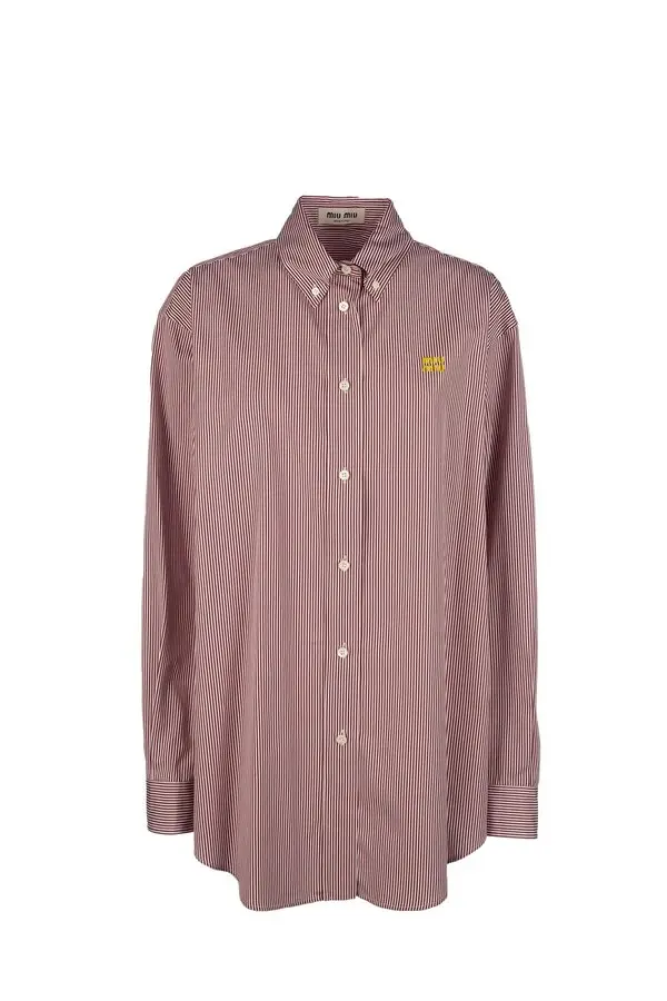 Miu Miu Striped Long Sleeve Button Up Shirt - Multicolor