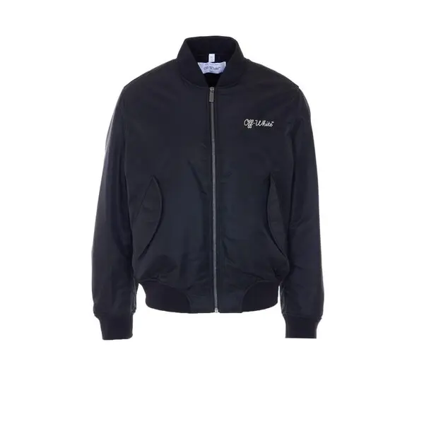 Off-White Script Logo Varsity Bomber - Black