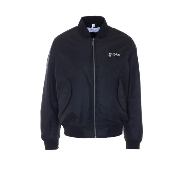 Off-White Script Logo Varsity Bomber - Black