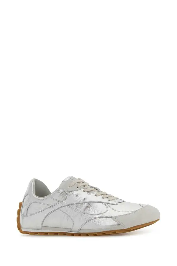 Bottega Veneta Leather And Suede Orbit Sneakers - Silver