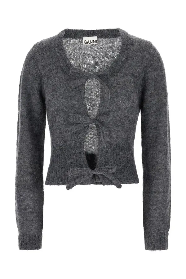GANNI Cropped Tie Detailed Knitwear - Multicolor