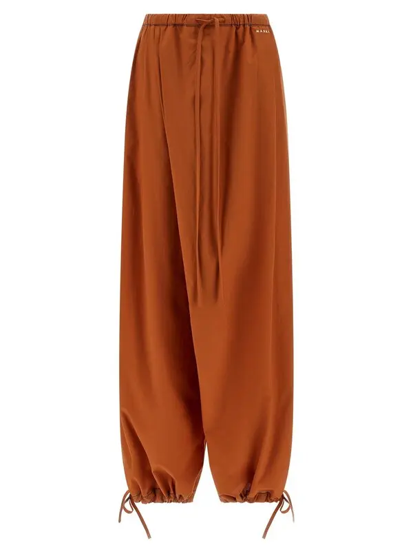 Marni Diagonal Draping Cotton Poplin Pants - Orange