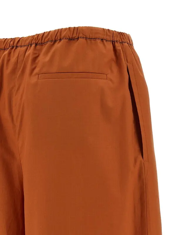 Marni Diagonal Draping Cotton Poplin Pants - Orange