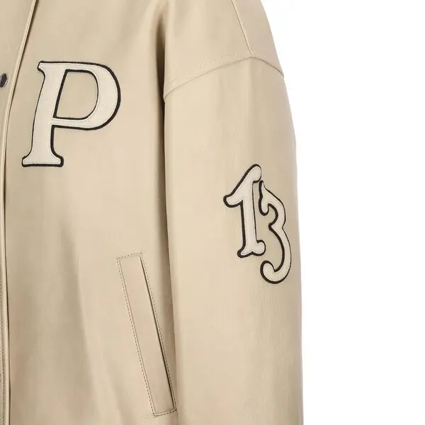 Prada Padded Leather Varsity Jacket - Cream