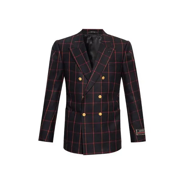 Gucci Wool Checked Blazer - Black