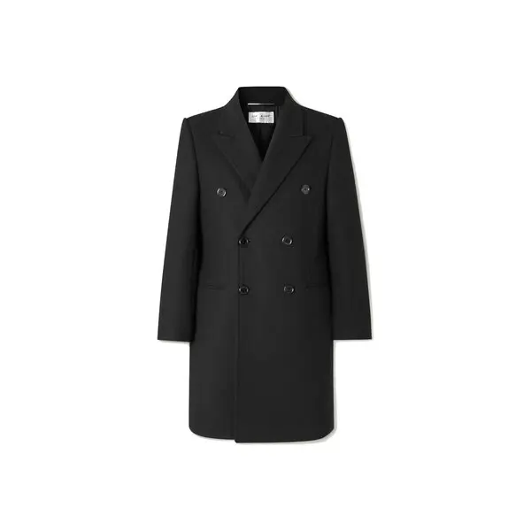 Saint Laurent Double-breasted Wool Coat - Black
