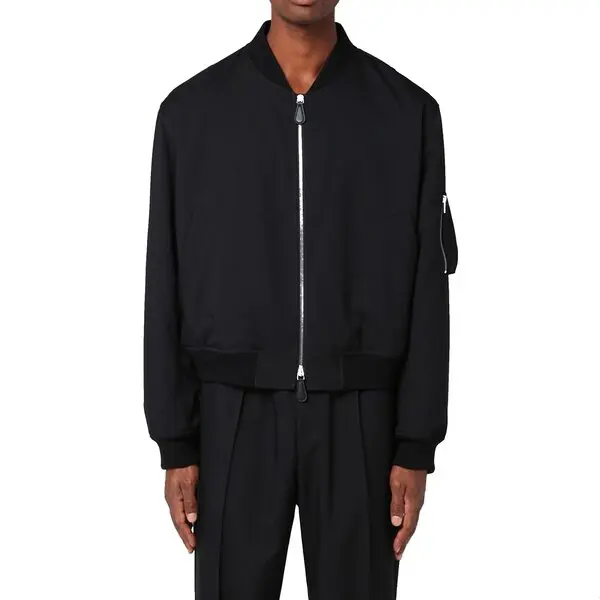 JIL SANDER Leather Detail Bomber Jacket