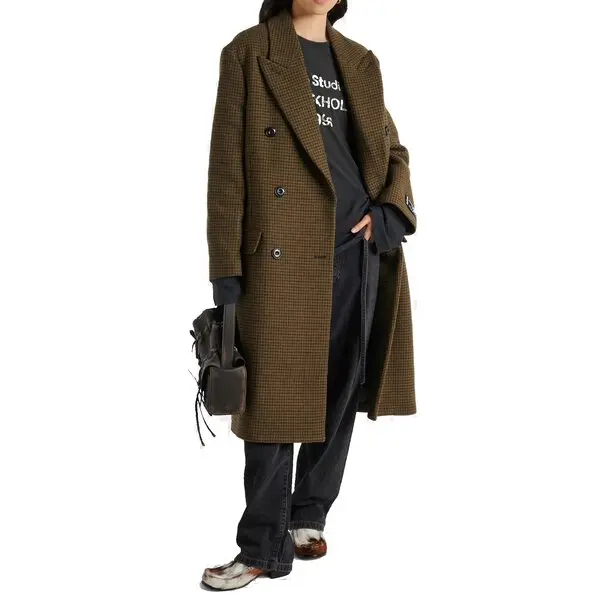 Acne Studios Checked Double-breasted Wool Blend Coat - Brown
